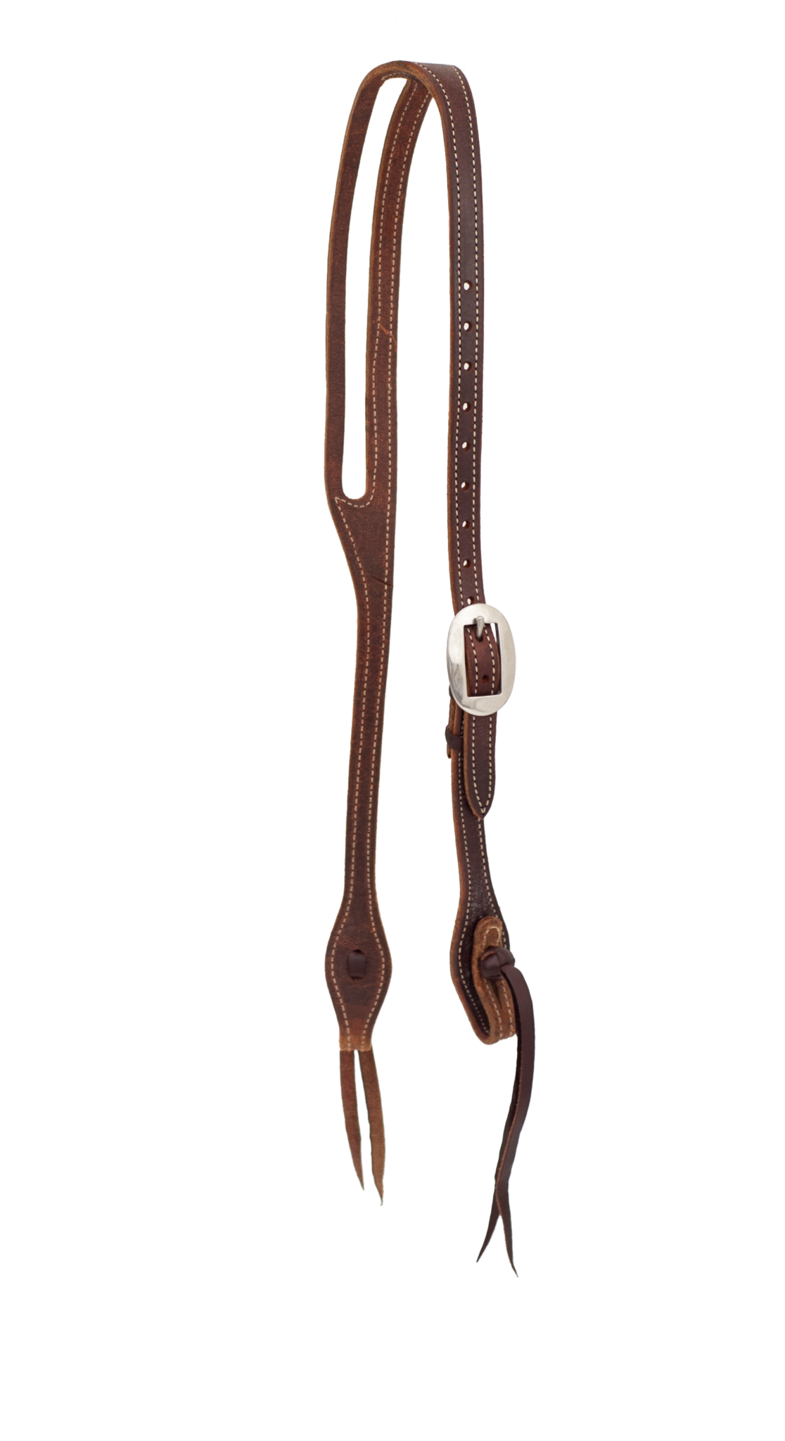 5/8” Chocolate Harness Leather Oval Ear Headstall with Cowboy Knots ...