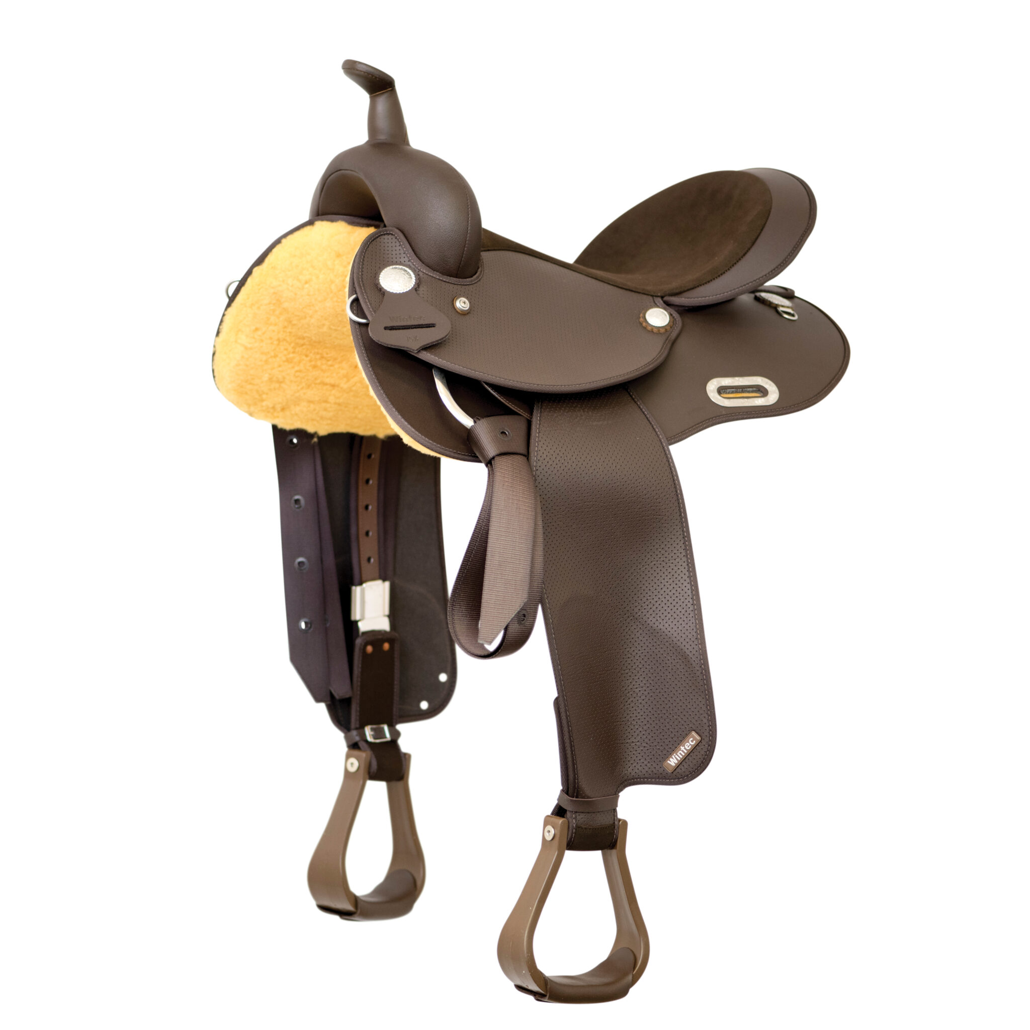 Wintec Semi Quarter Barrel Synthetic Saddle - Brown - Cowboy Tack